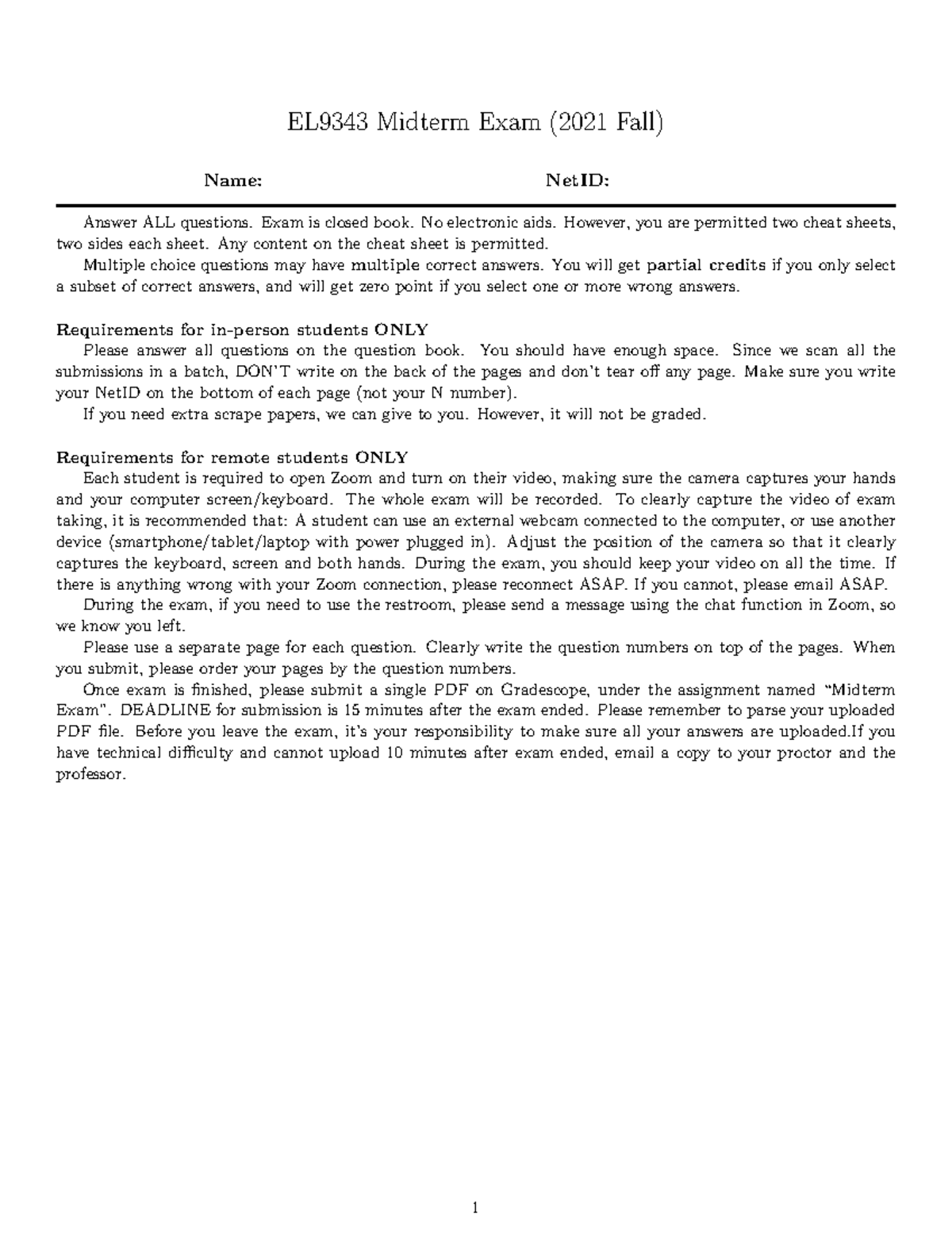 Midterm el9343 2021 Fall Solutions All - EL9343 Midterm Exam (2021 Fall ...