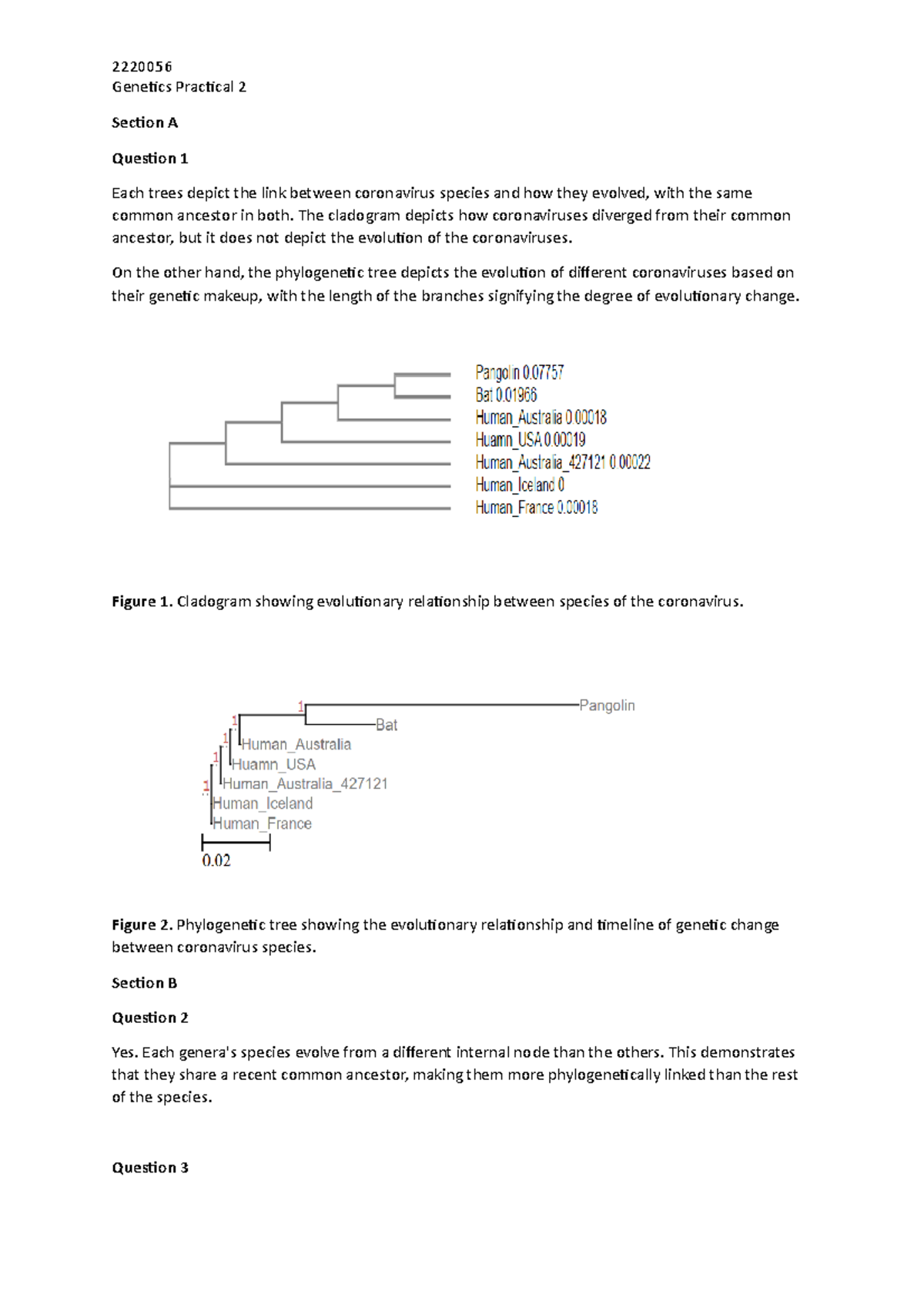 Prac 2 - Practical assignment - 2220056 Genetics Practical 2 Section A ...
