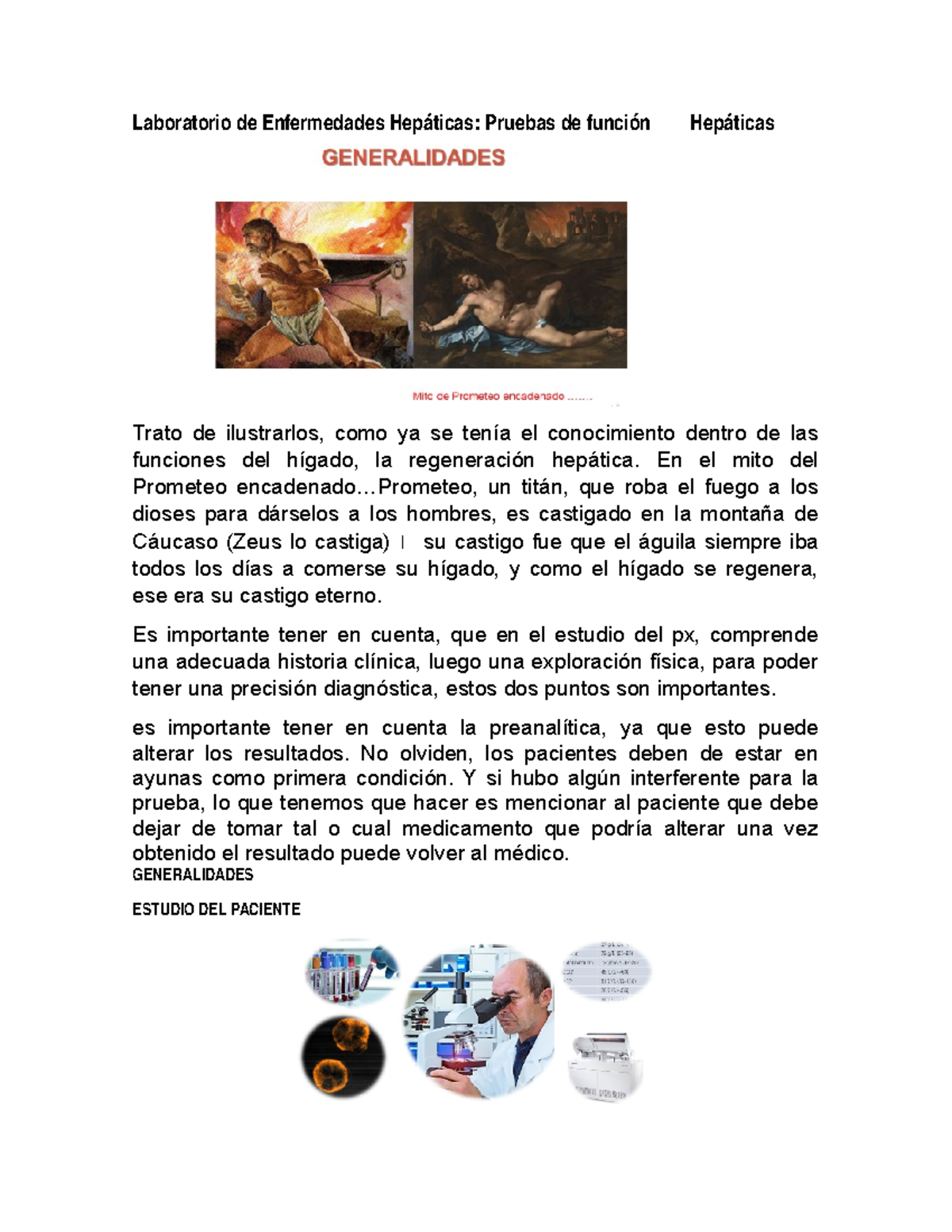 Clase 2 - Pruebas de función hepática de la clase de Laboratorio ...