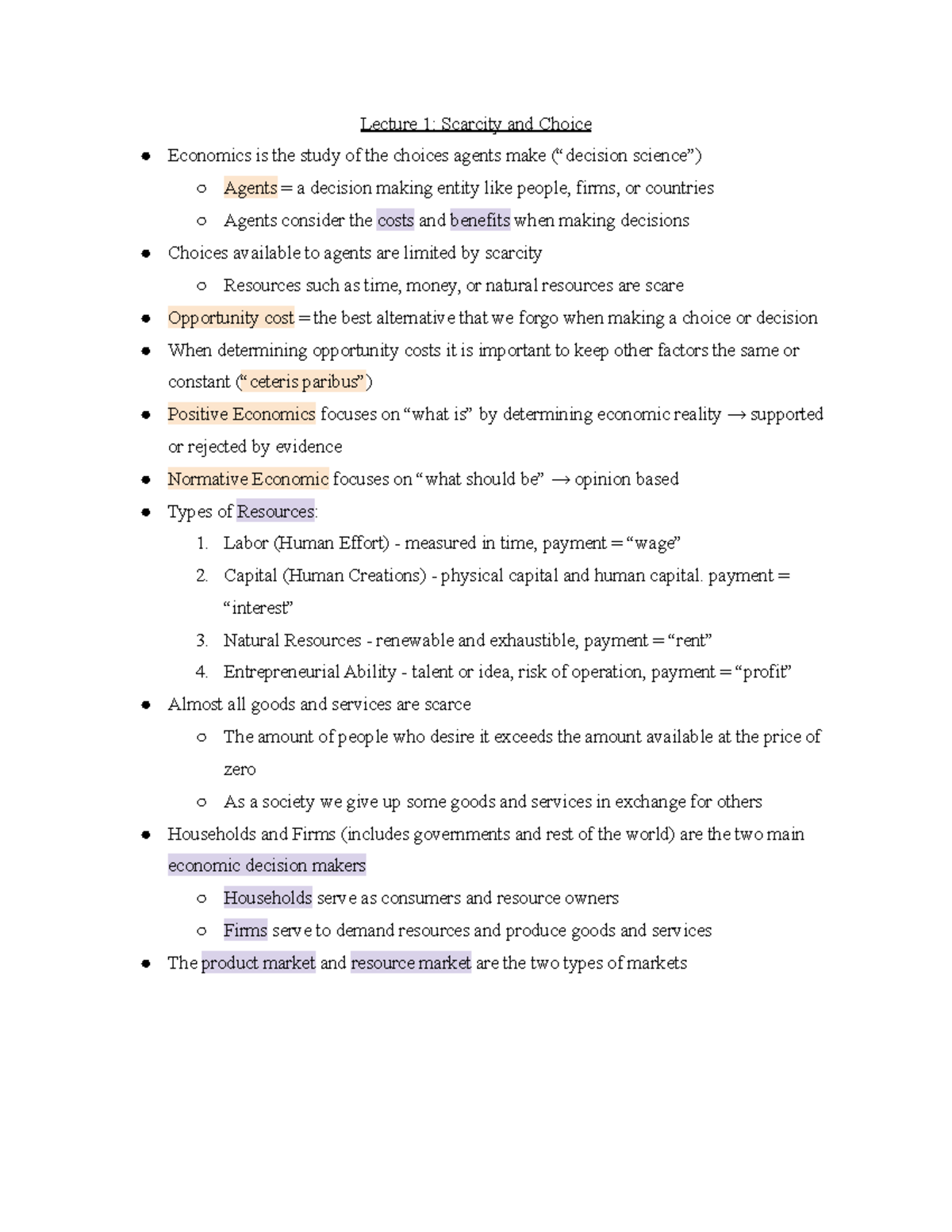 Module 1 Core Principles - Lecture 1: Scarcity and Choice Economics is ...