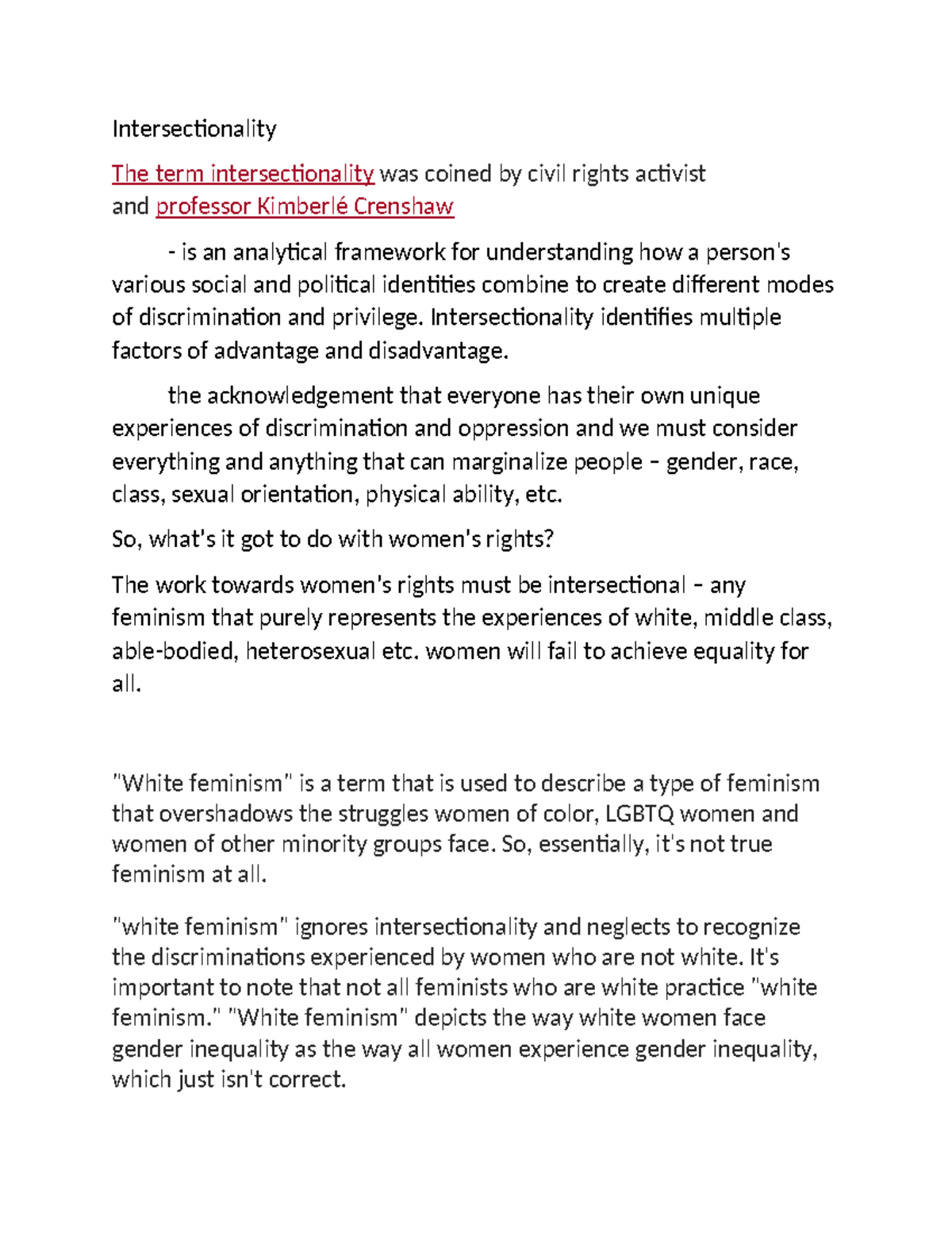 Intersectionality - Intersectionality identifies multiple factors of ...