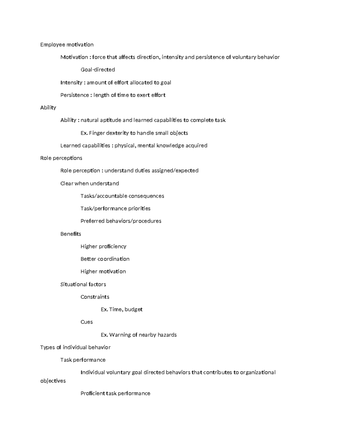 Chapter 2 - Employee motivation Motivation : force that affects ...