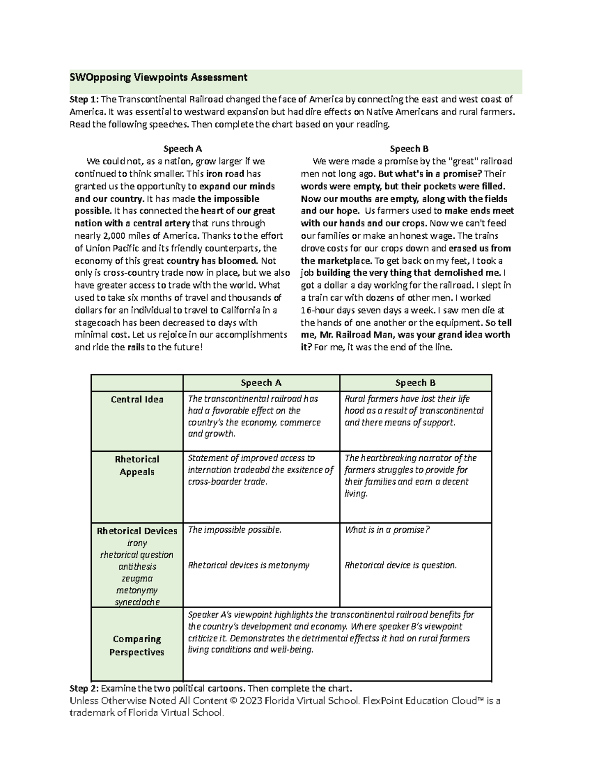 Opposing viewpoints assessment - SWOpposing Viewpoints Assessment Step ...