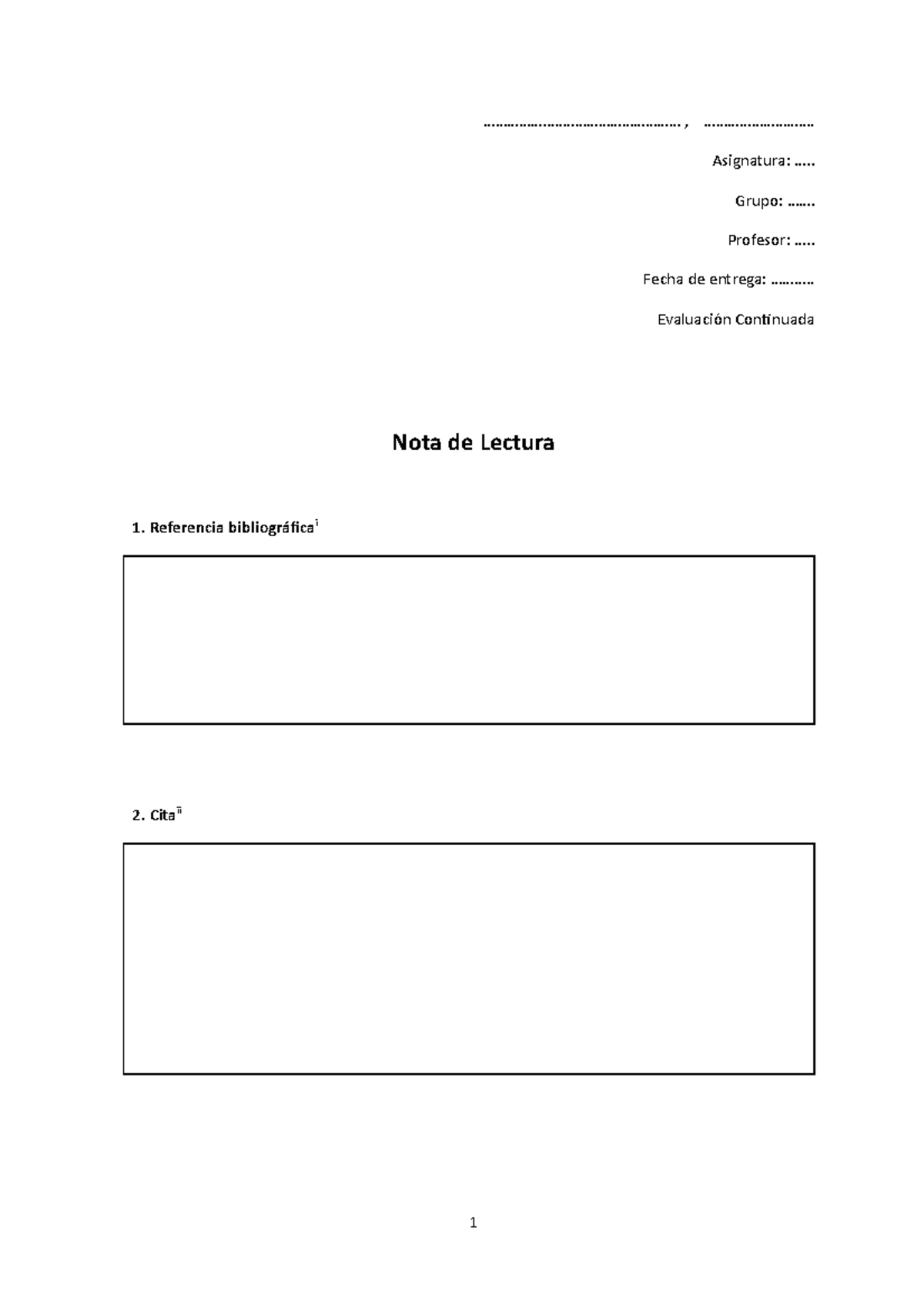 Ficha sobre nota de lectura y tecnica