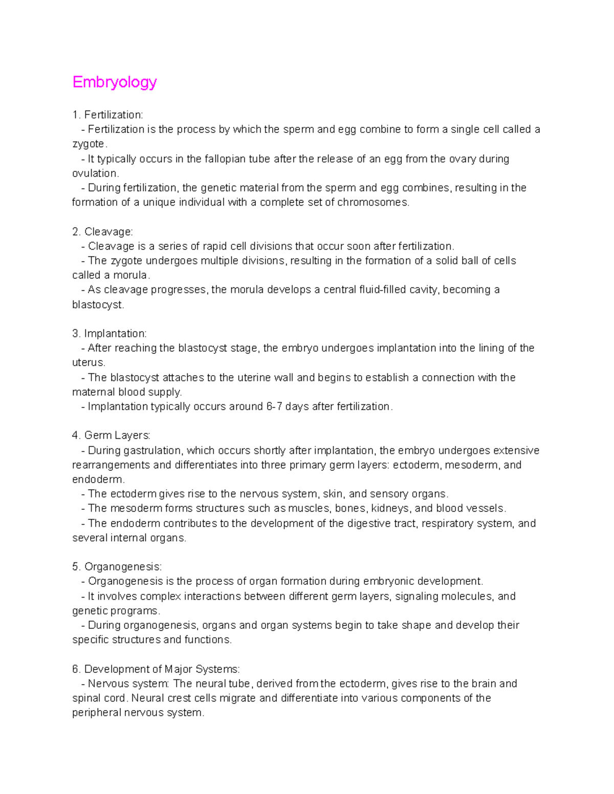 Notes embryology - Embryology Fertilization: Fertilization is the ...