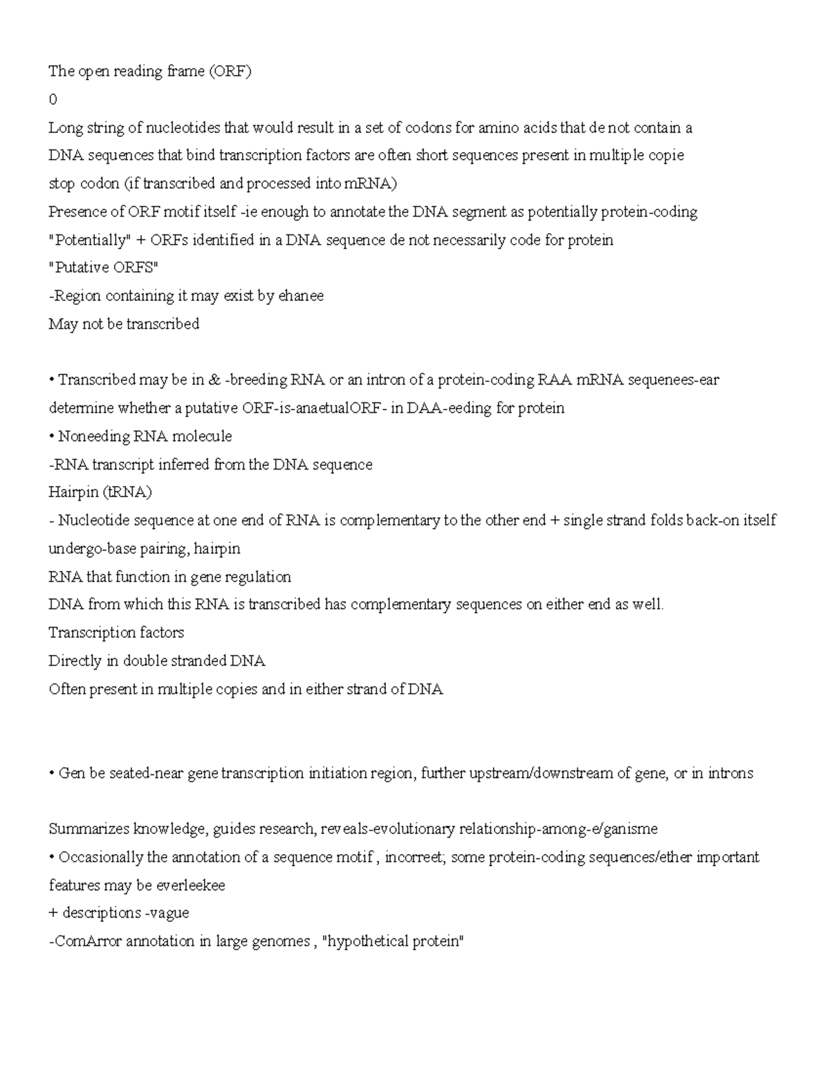 14 - Lecture Notes Nucleotides and Transcription - The open reading ...