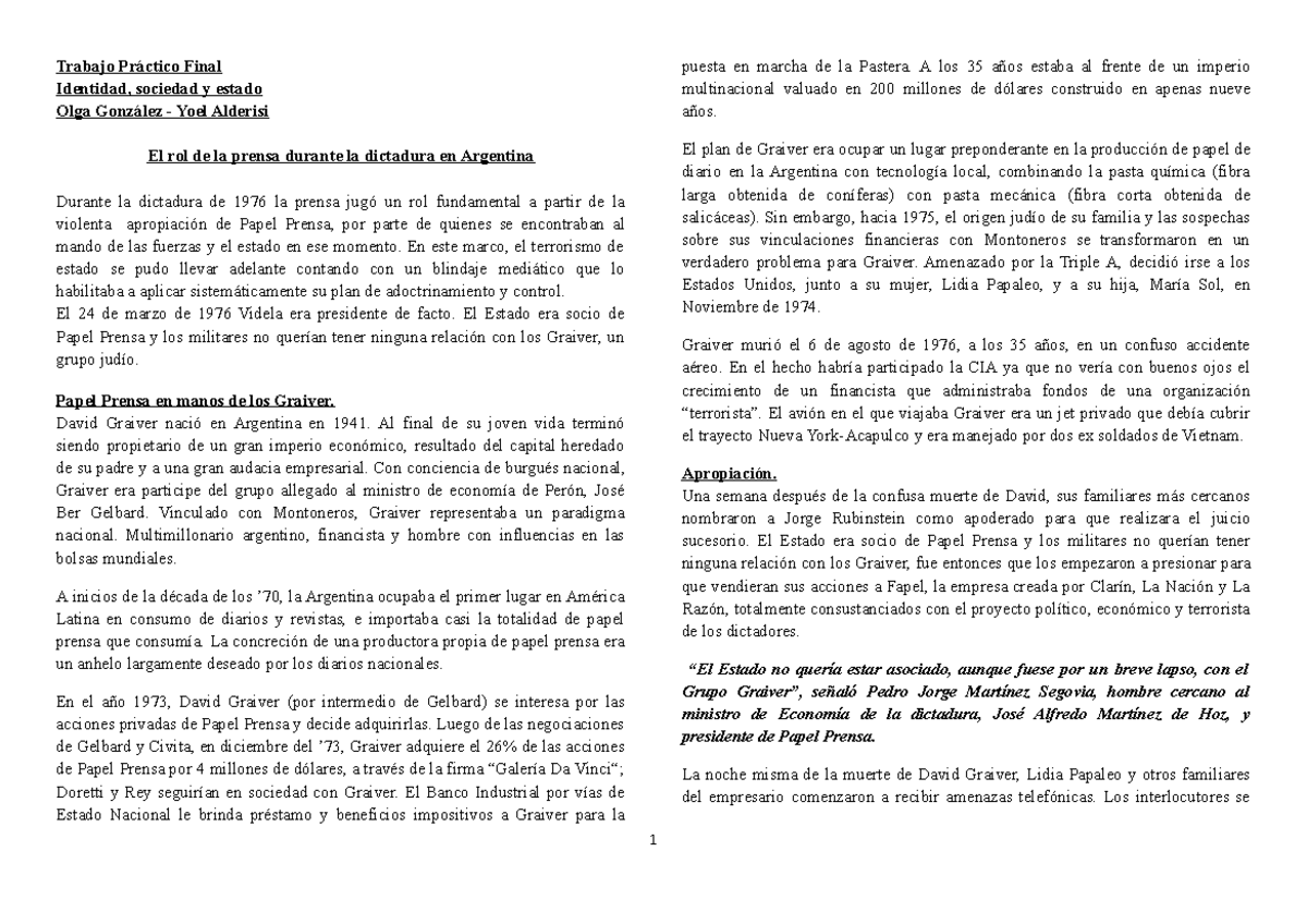 Papel Prensa. Daniel Cecchini - Trabajo Práctico Final Identidad ...