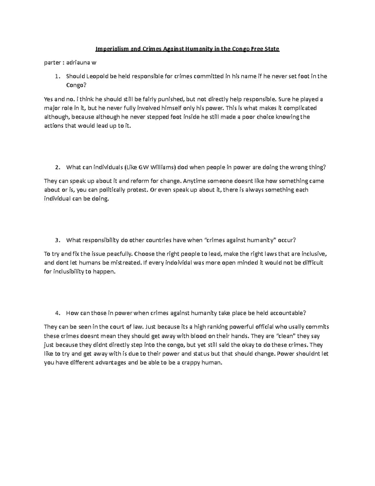 Imperialism and Crimes Against Humanity in the Congo Free State - i ...