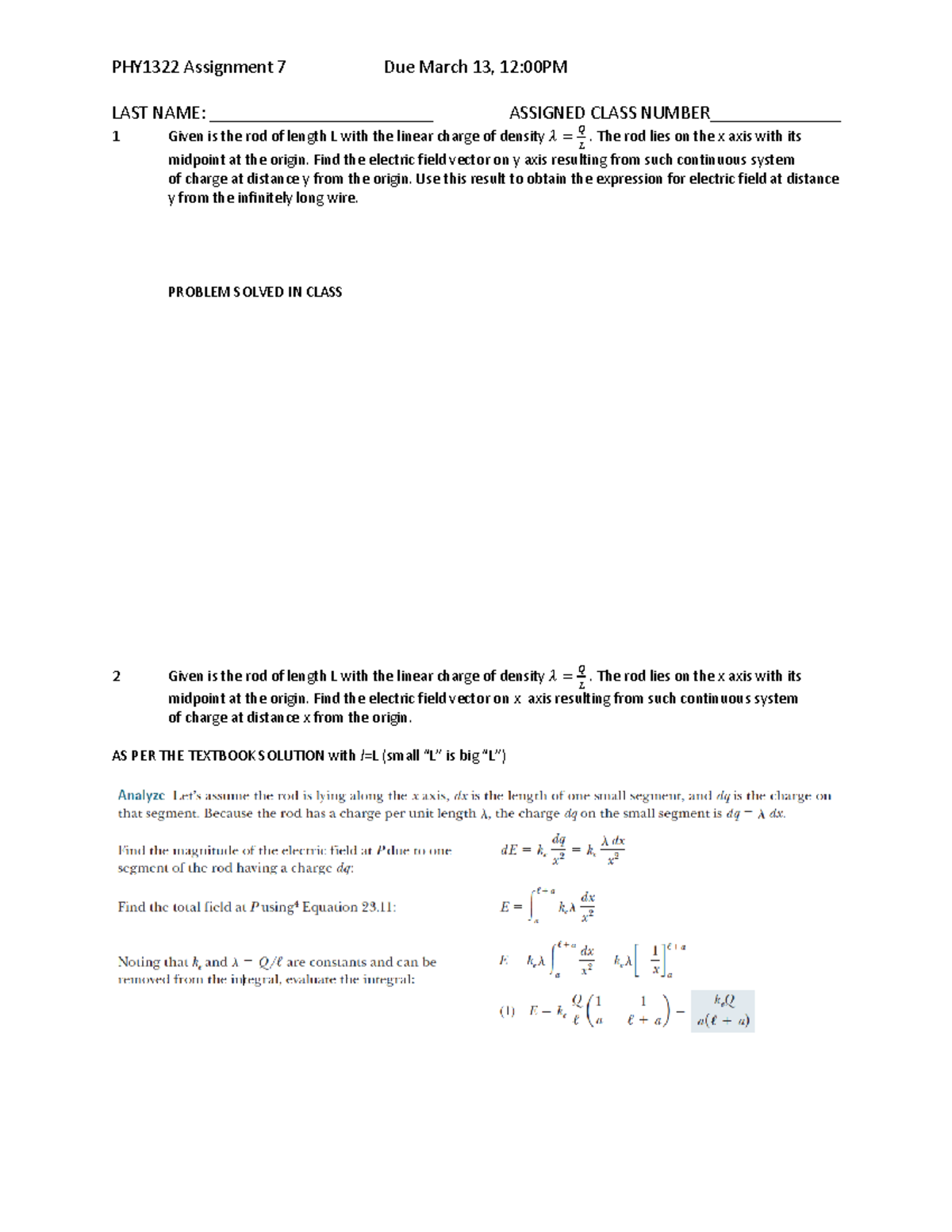 Assignment 7 PHY1322 WInter 2020 answers - PHY1322 Assignment 7 Due ...