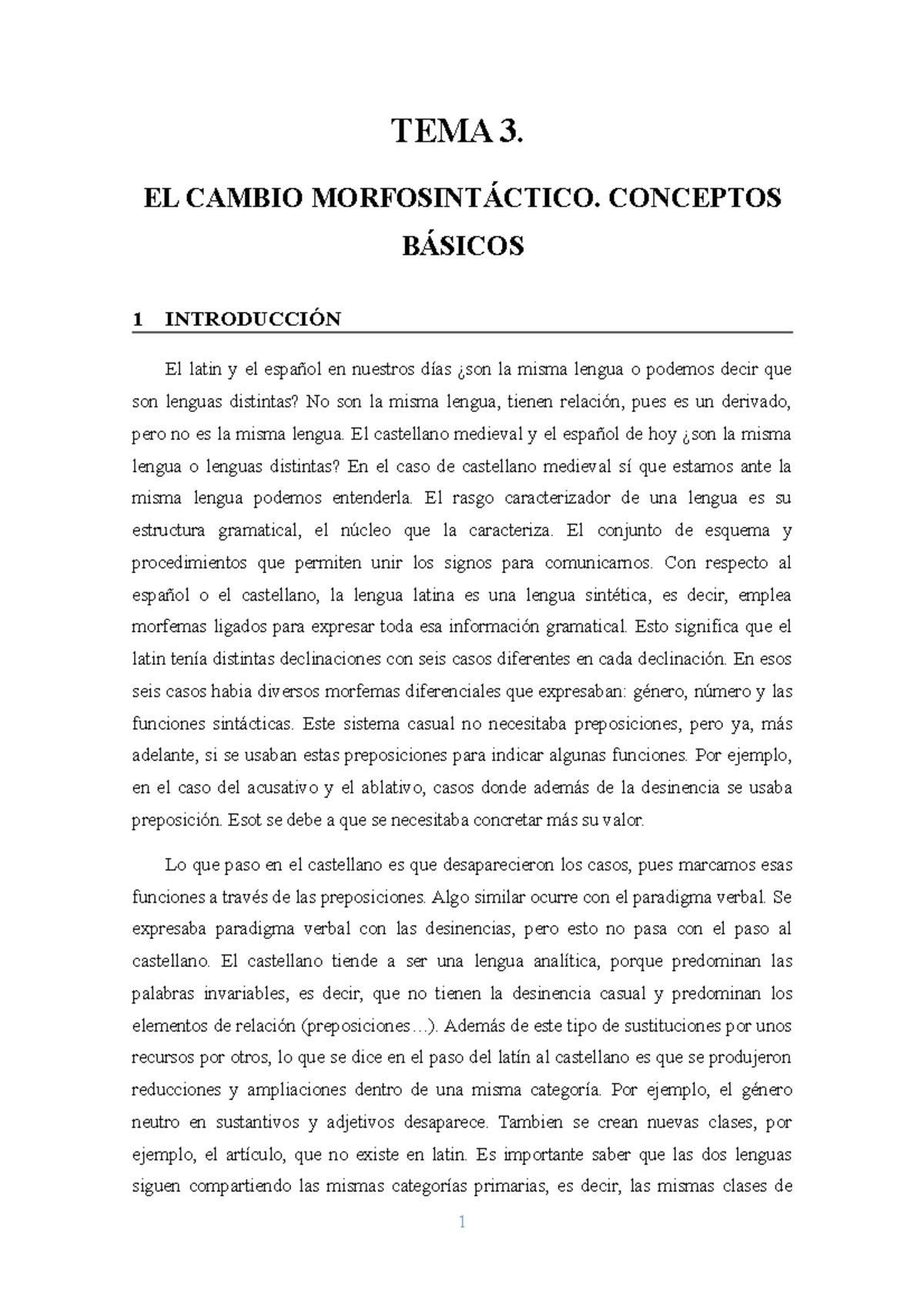 Historia del español II TEMA 3 - TEMA 3. EL CAMBIO MORFOSINTÁCTICO ...