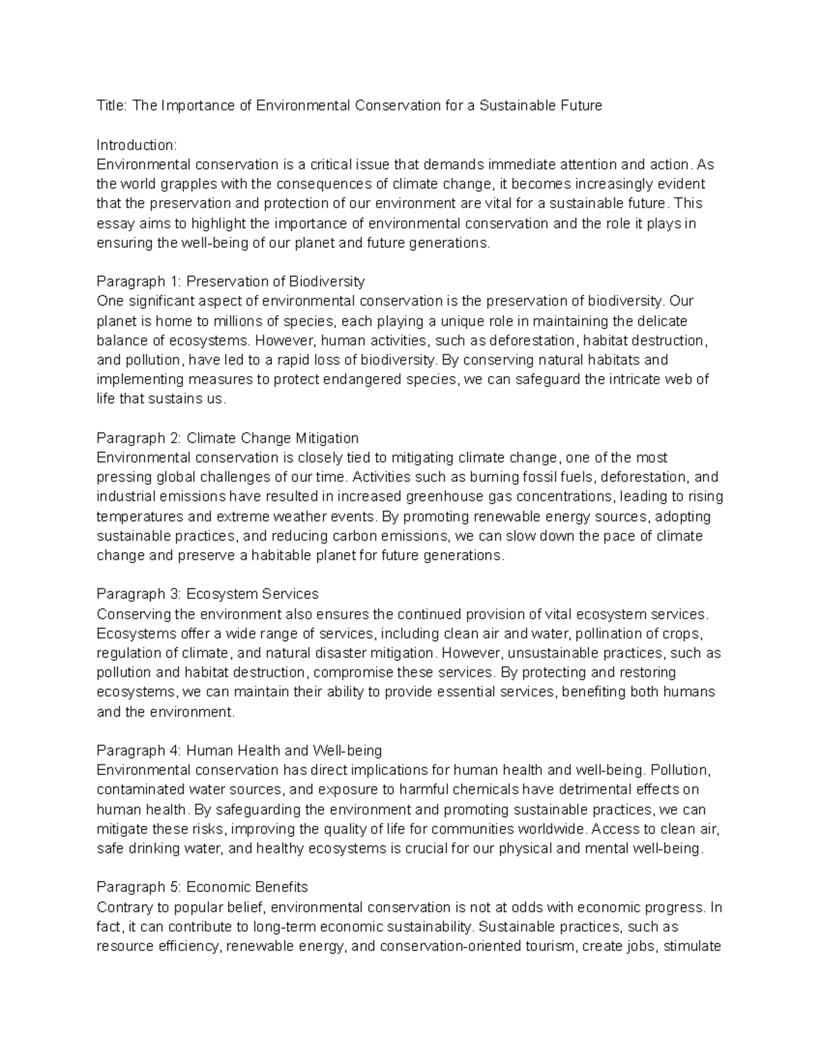 The Importance of Environmental Conservation for a Sustainable Future ...