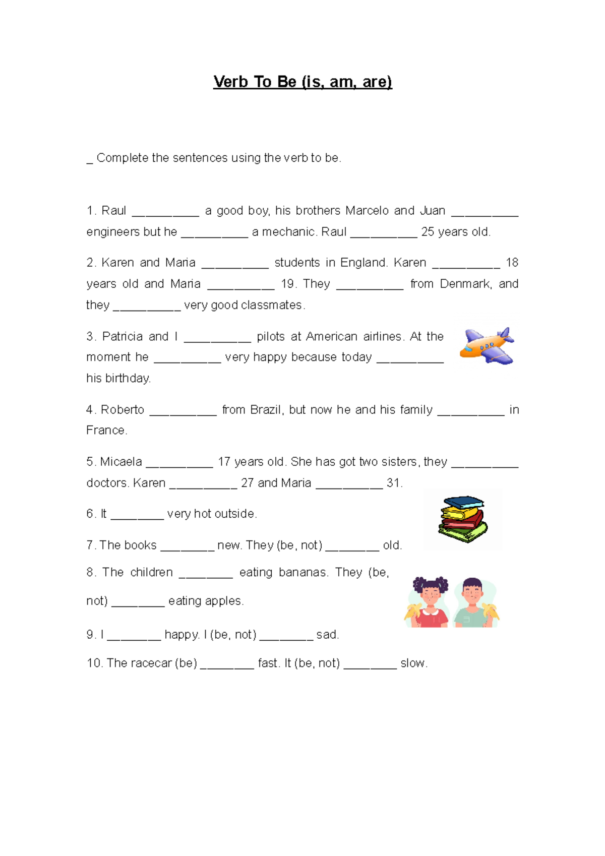 Verb To Be 2 - ejercicio con el verbo To Be - Verb To Be (is, am, are ...