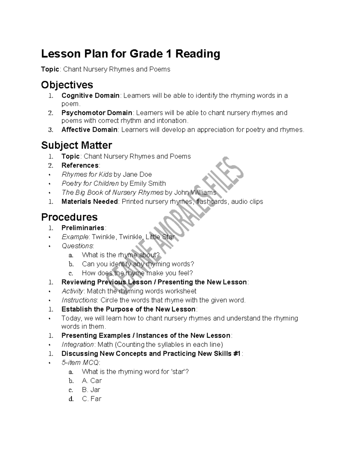 Chant Nursery Rhymes and Poems - Lesson Plan for Grade 1 Reading Topic ...