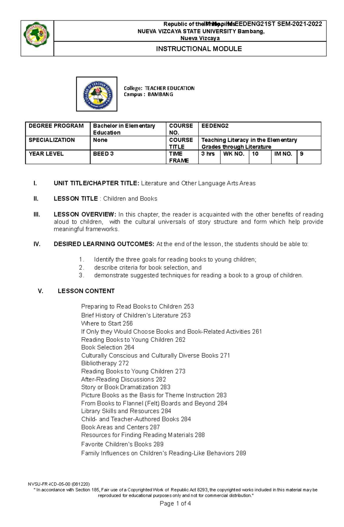 Module 6 done litercay - DEGREE PROGRAM Bachelor in Elementary ...