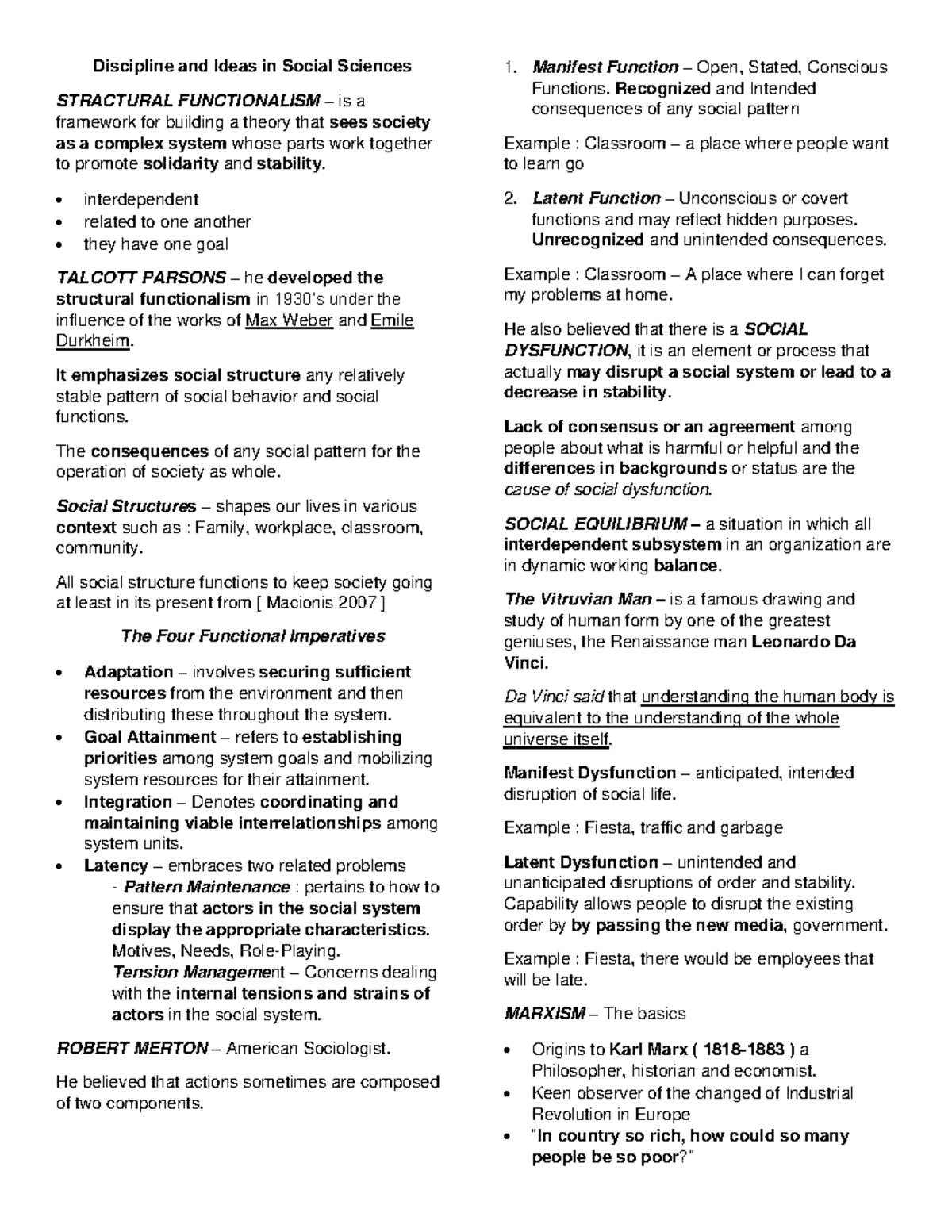 Discipline and Ideas in Social Sciences Reviewer - The Four Functional ...