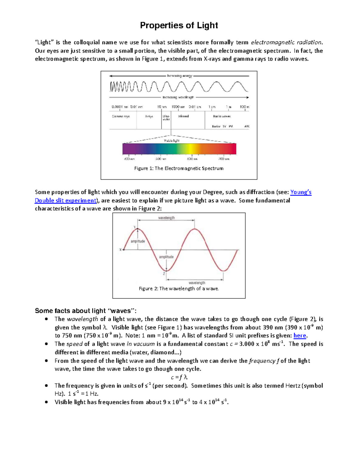 Properties of Light - useful notes for physical chemistry - Properties ...
