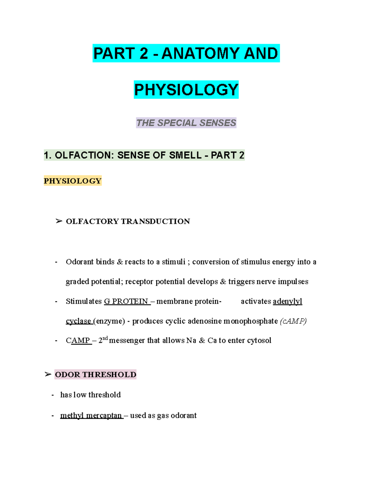 PART 2 - Anatomy AND Physiology - PART 2 - ANATOMY AND PHYSIOLOGY THE ...