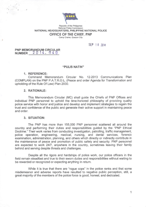 Implan re Enhanced Community Immersion Program - Republic of the ...