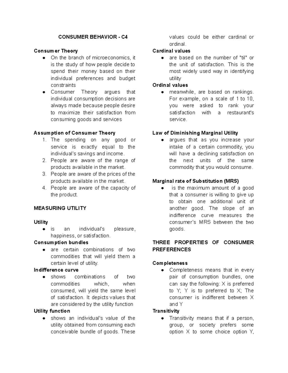 Consumer Behavior - C4 - managerial economics - CONSUMER BEHAVIOR - C ...