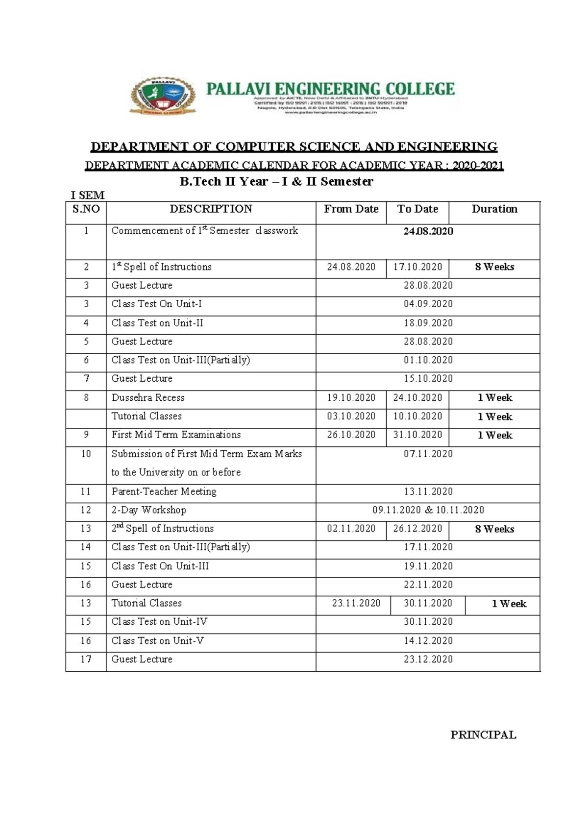 Academic Calenders 2020-2021 - DEPARTMENT OF COMPUTER SCIENCE AND ...