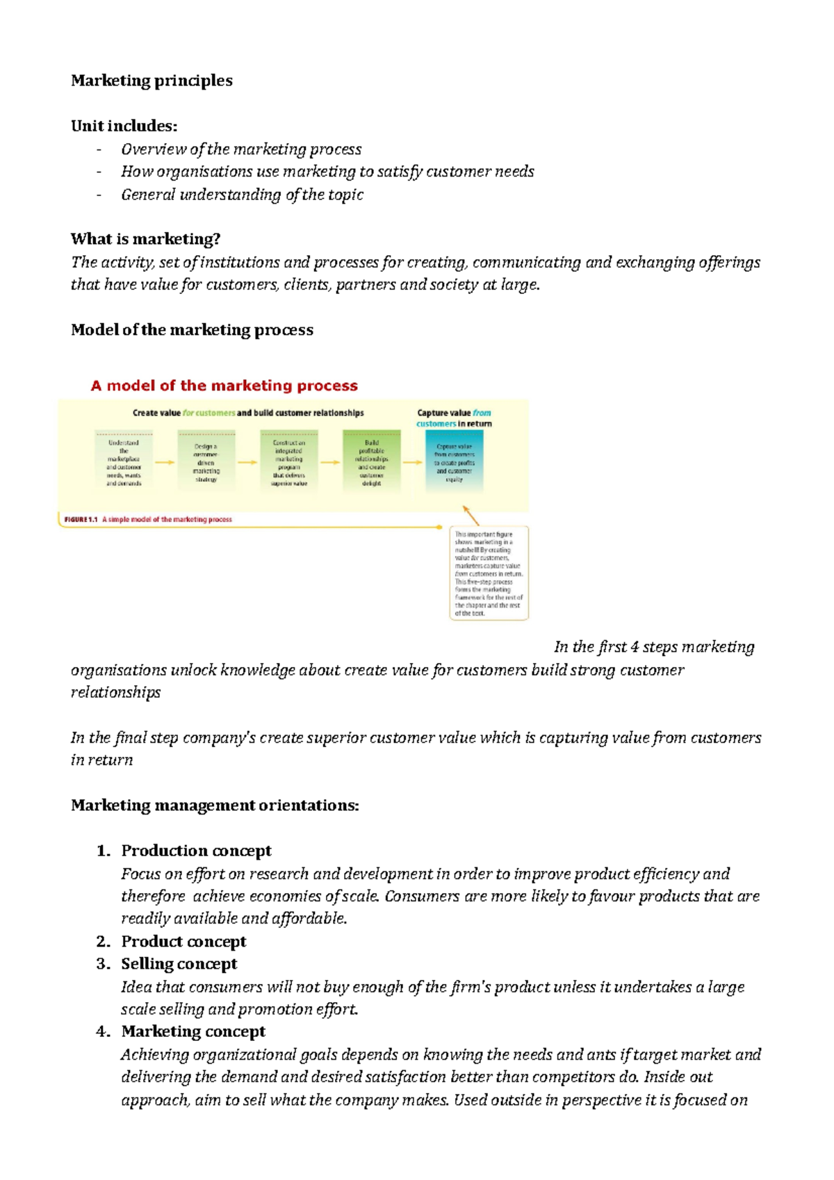 Week 1 - Marketing principles notes from weekly modules - Marketing ...