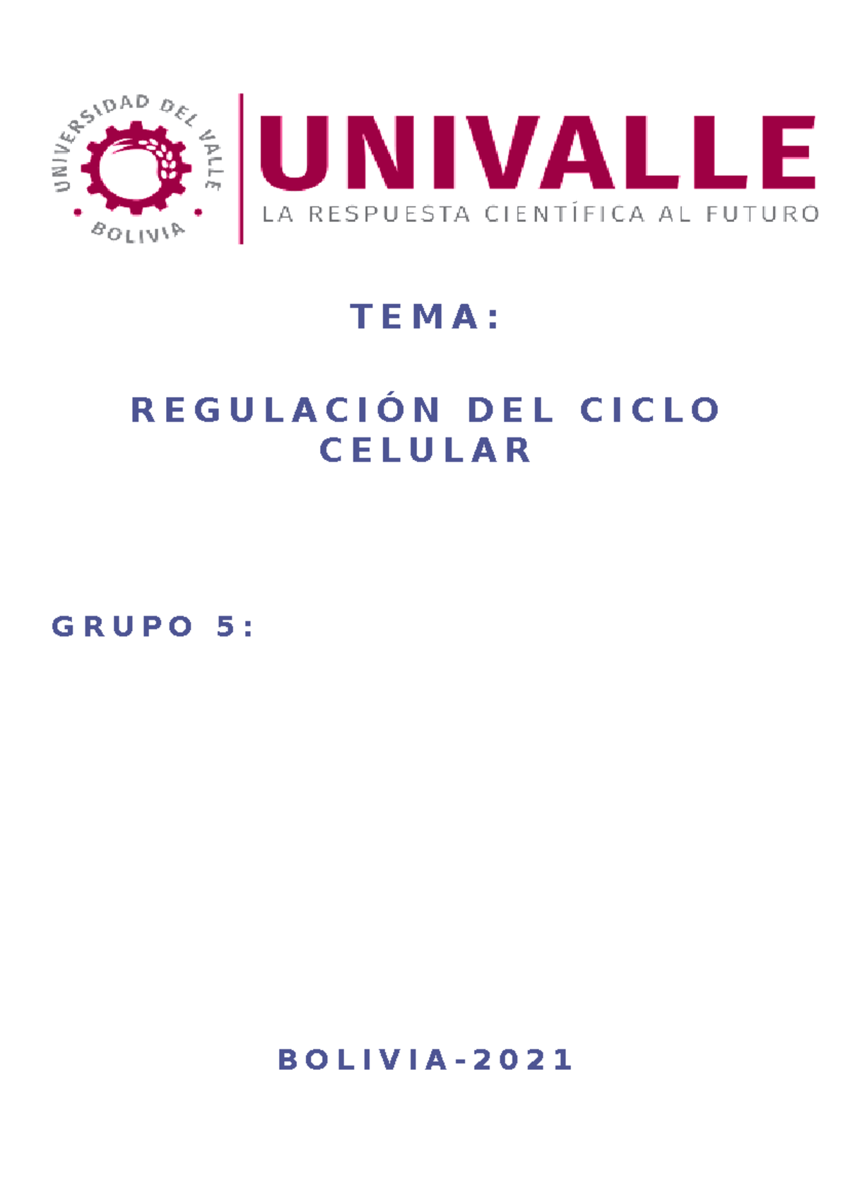 Regulacion Resúmen T E M A R E G U L A C I Ó N D E L C I C L O C