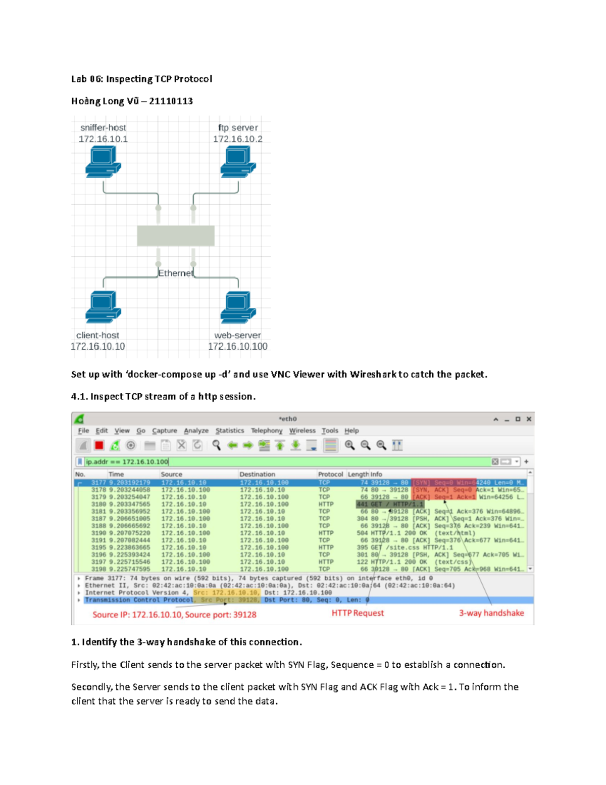 Lab 6 - Inspecting TCP Protocol - Lab 06: Inspecting TCP Protocol Hoàng Long Vũ – 21110113 Set ...
