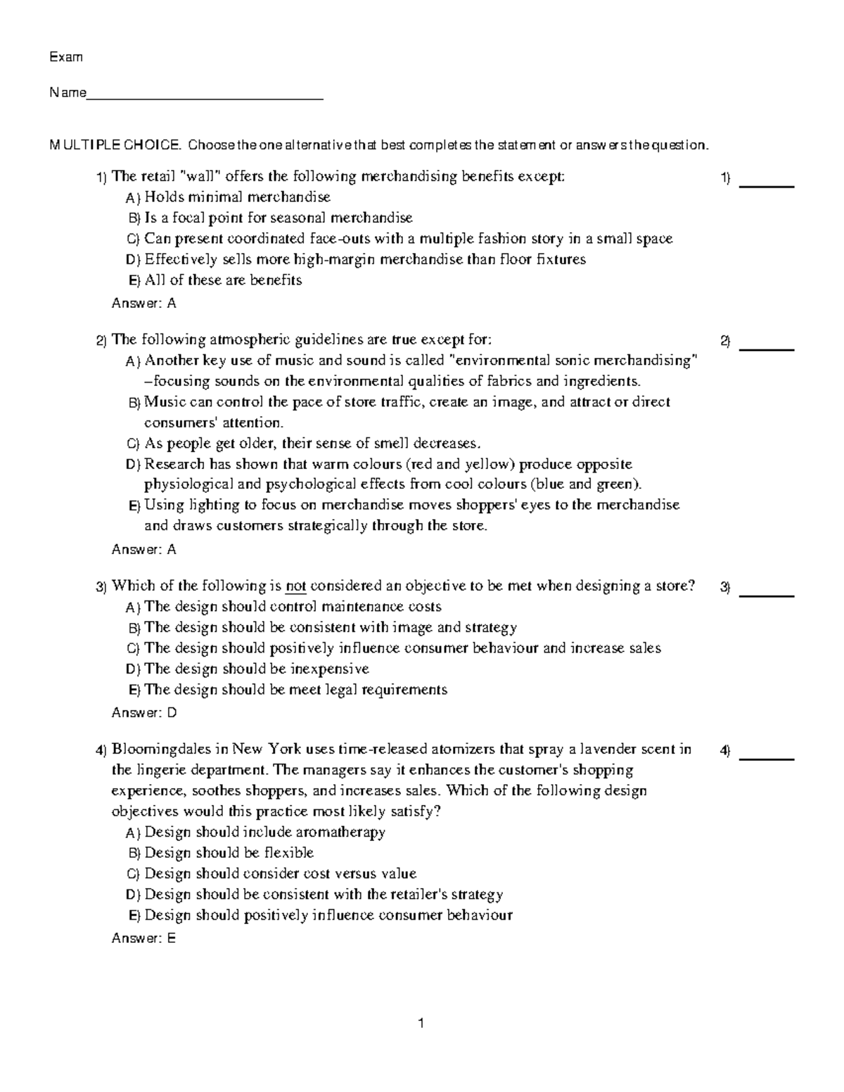 Untitled 6 - test bank for the course - Exam Name ...