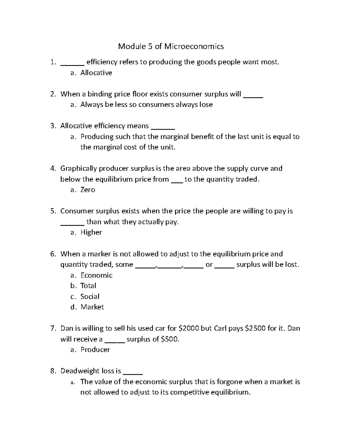 Module 5 of Microeconomics - Module 5 of Microeconomics ...