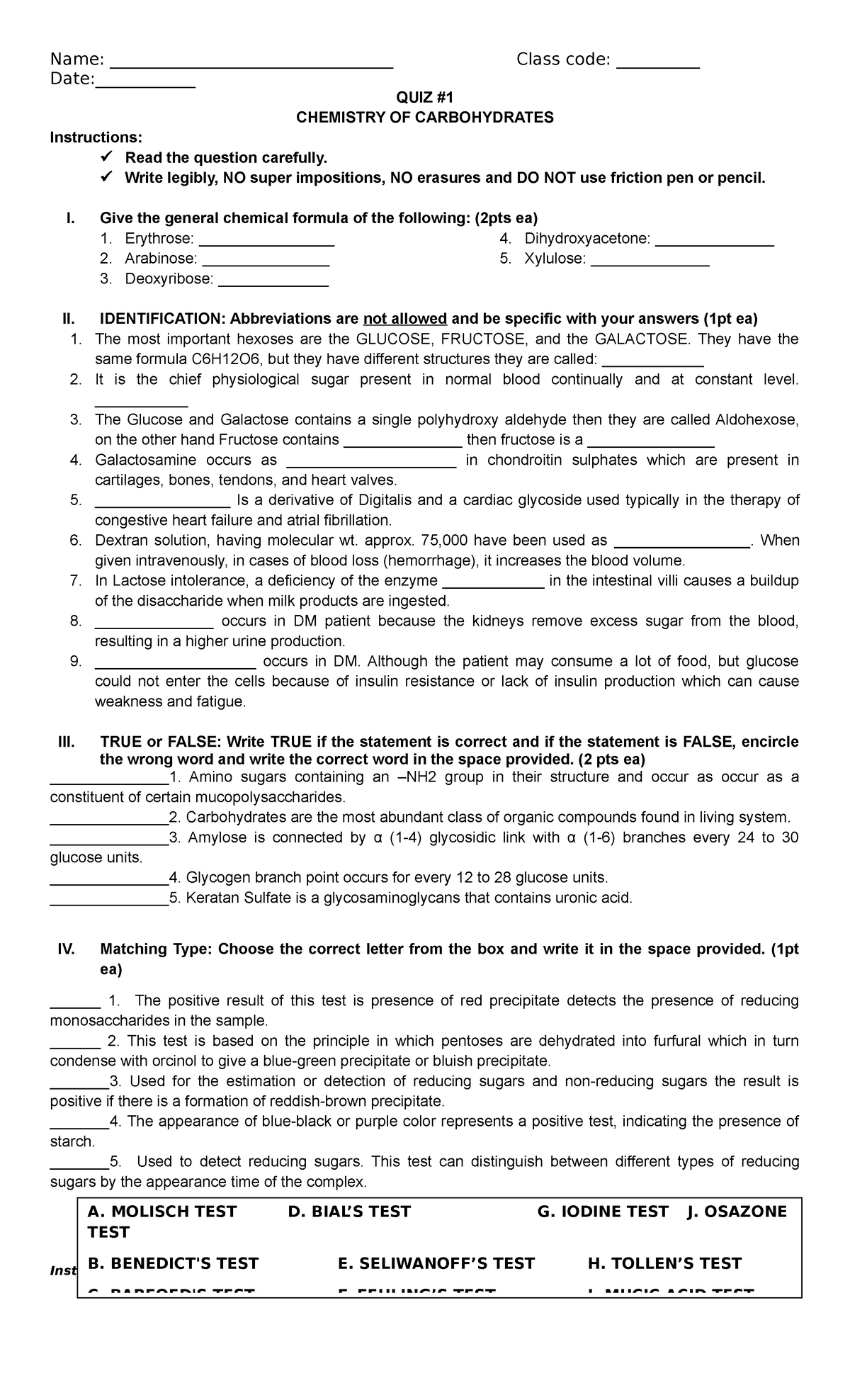 chemistry of carbohydrates - Name ...