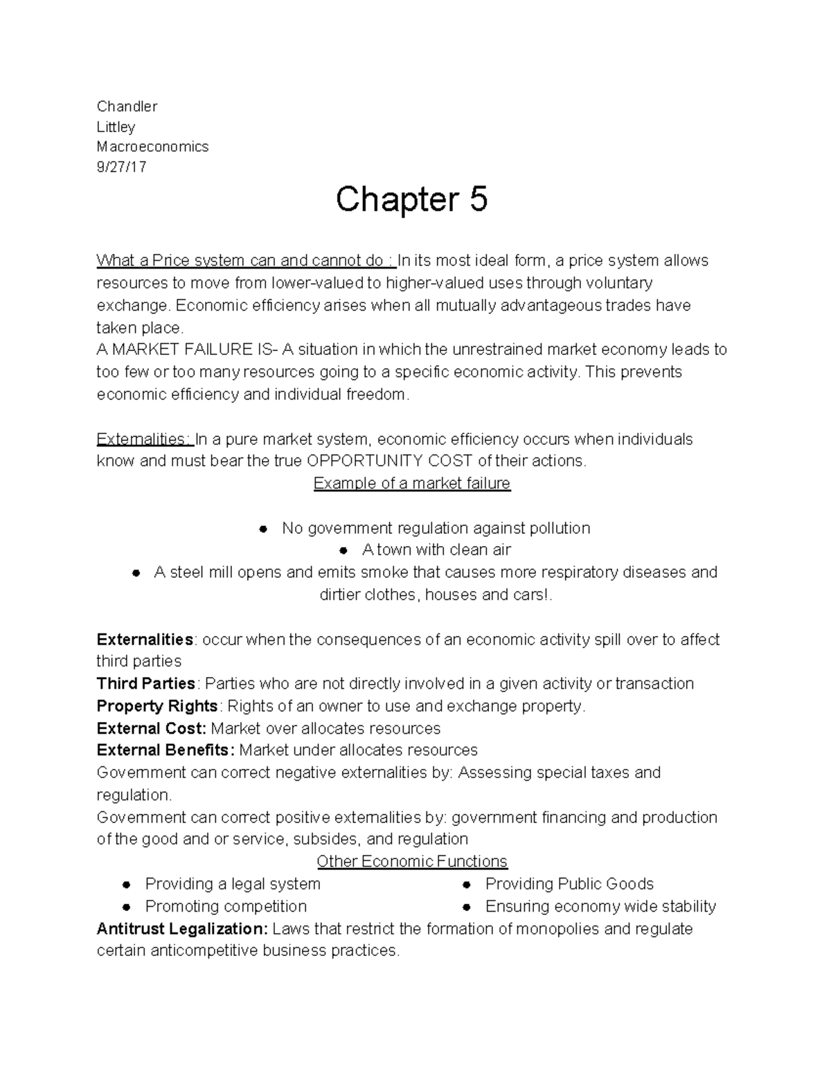 Chapter 5 Notes - Chandler Littley Macroeconomics Chapter 5 What a ...