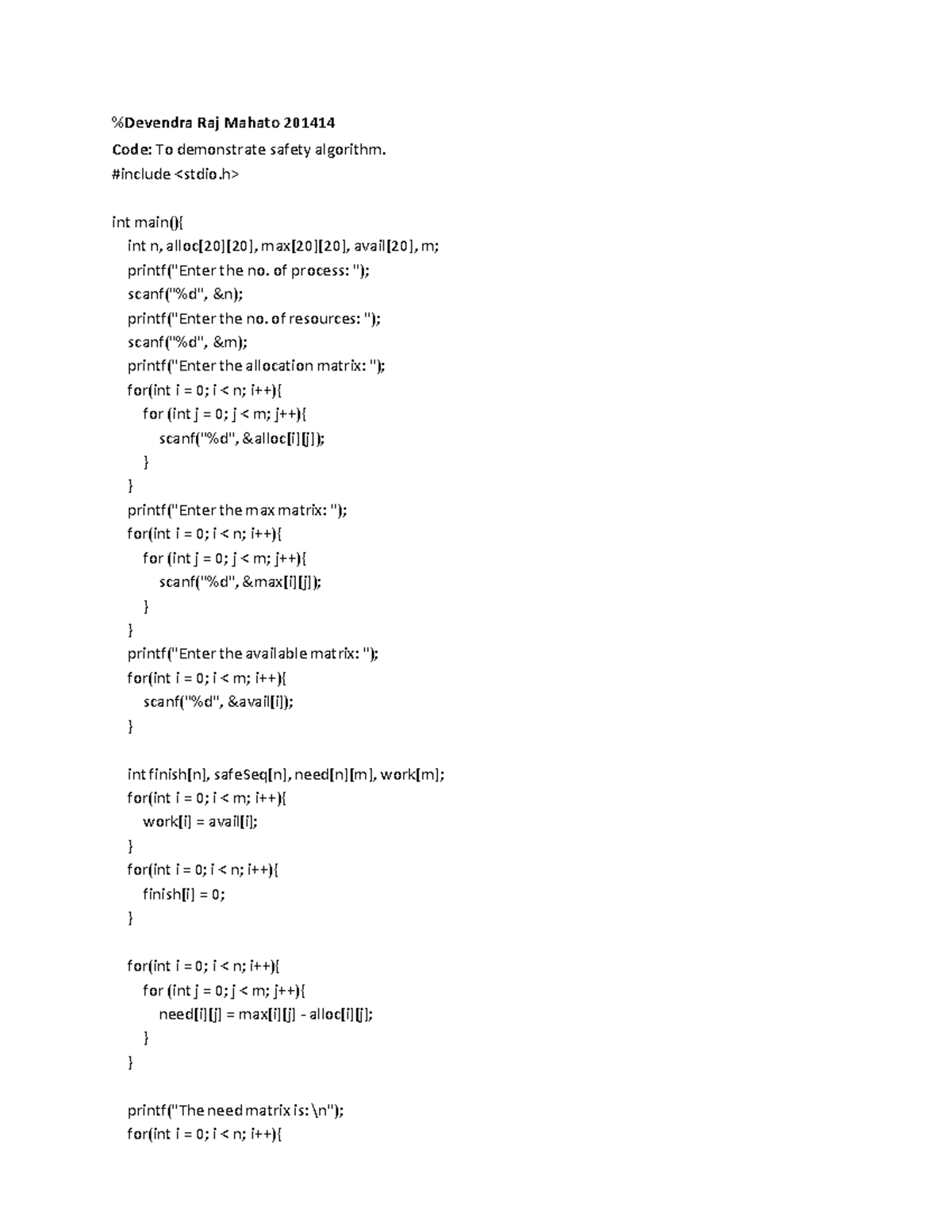 AOS3lab - IT NOTES 5TH - %Devendra Raj Mahato 201414 Code: To ...