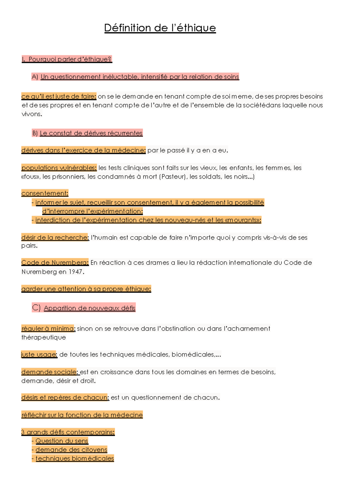 Définition de l'éthique - Définition de l’éthique I. Pourquoi parler d ...