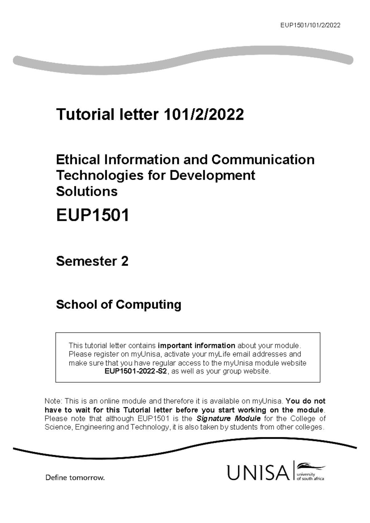101 2022 2 b-EUP 1501 TL - Practice material - Tutorial letter 101/2 ...