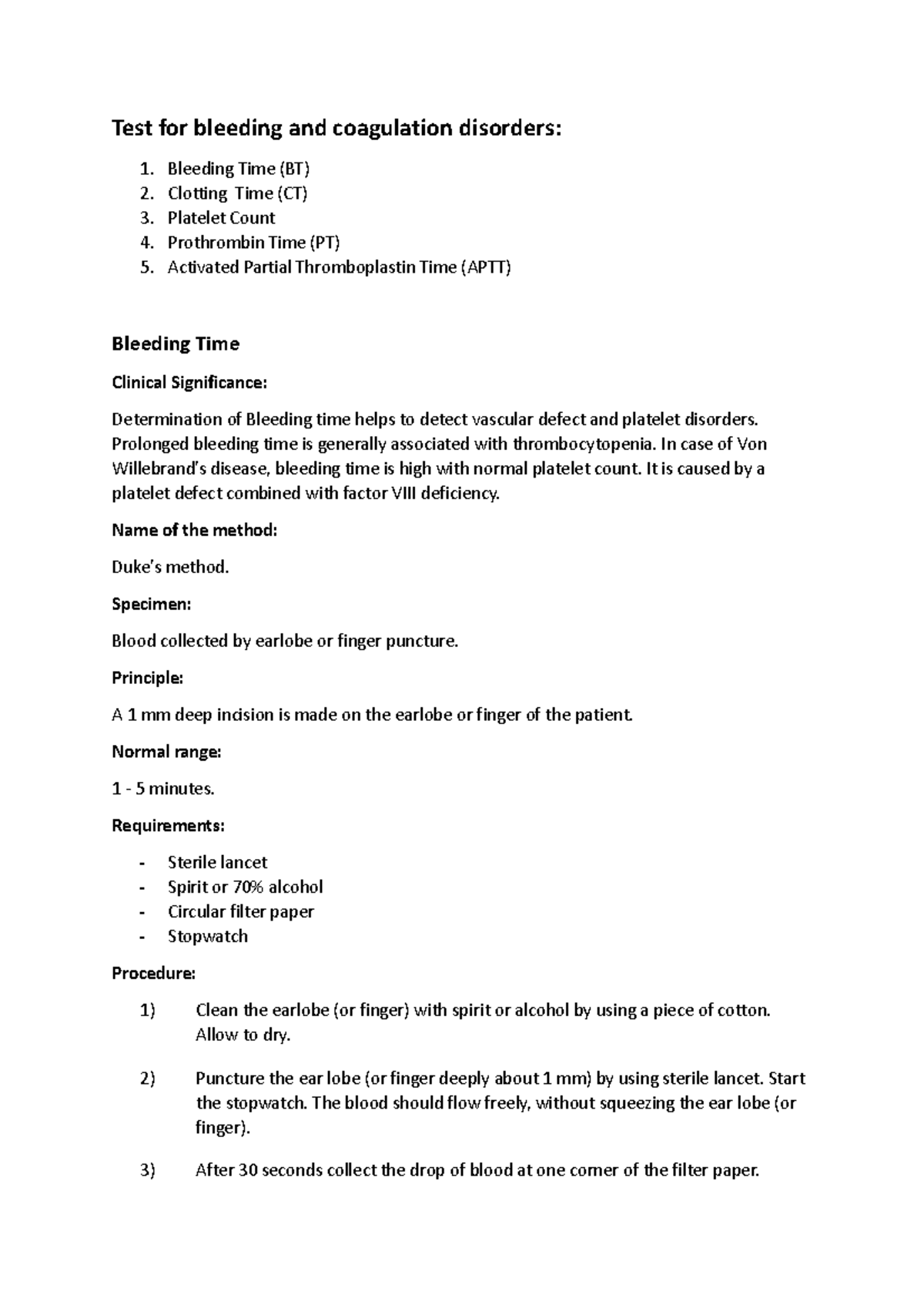 Coagulation Profile - see in yourself - Test for bleeding and ...