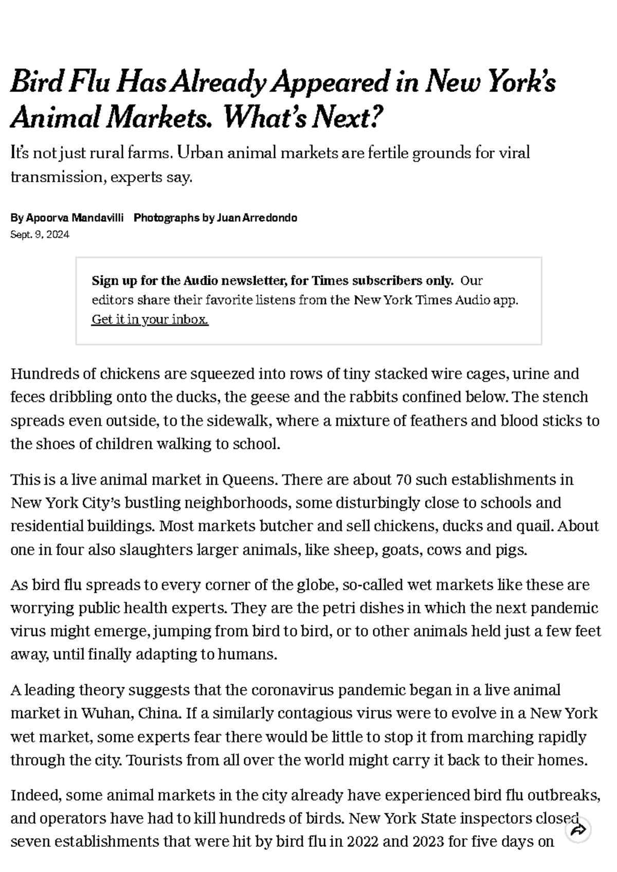 Bird Flu Has Already Appeared in New Yo...ets. What’s Next - The New ...