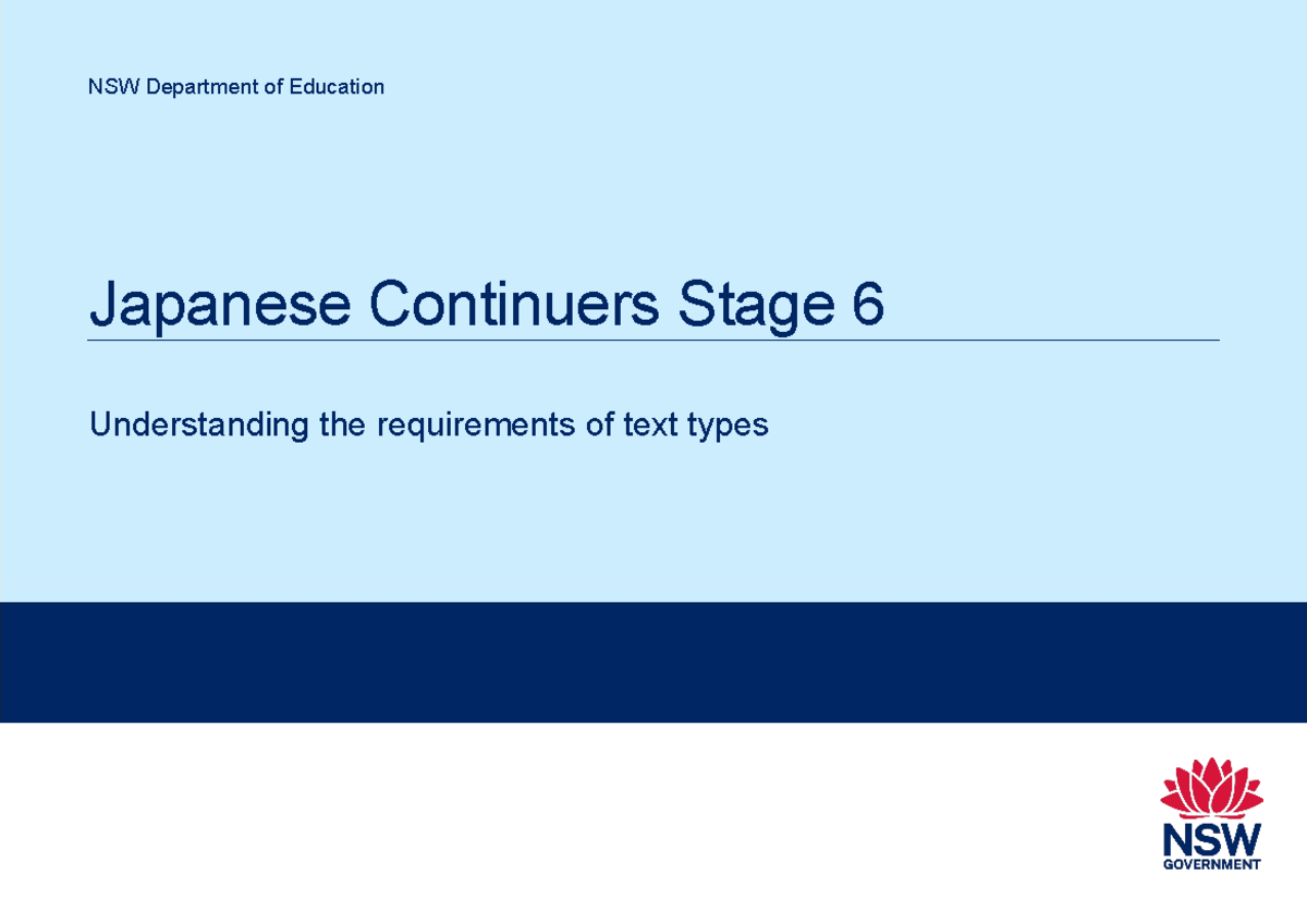 Languages s6 japanese text types - NSW Department of Education Japanese ...