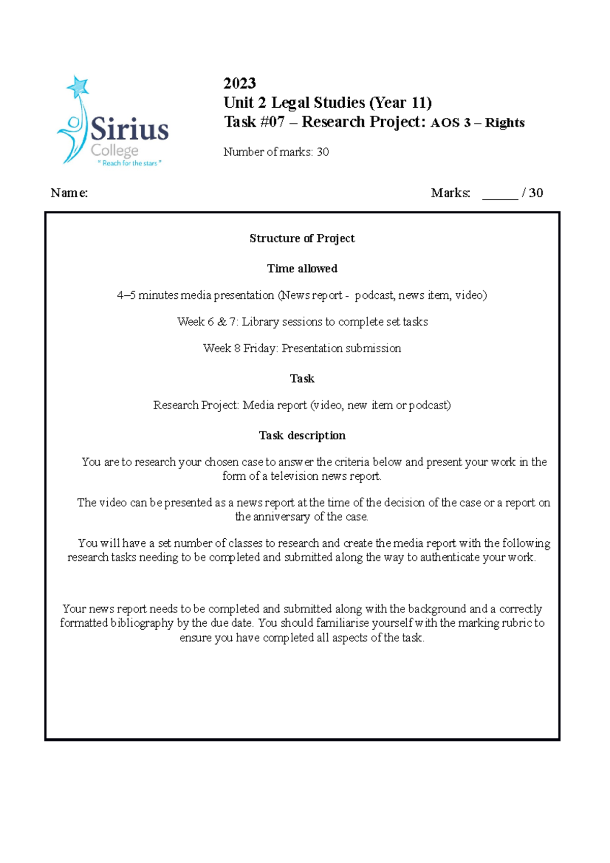 2023 Term 4 Legal studies Project - 2023 Unit 2 Legal Studies (Year 11 ...