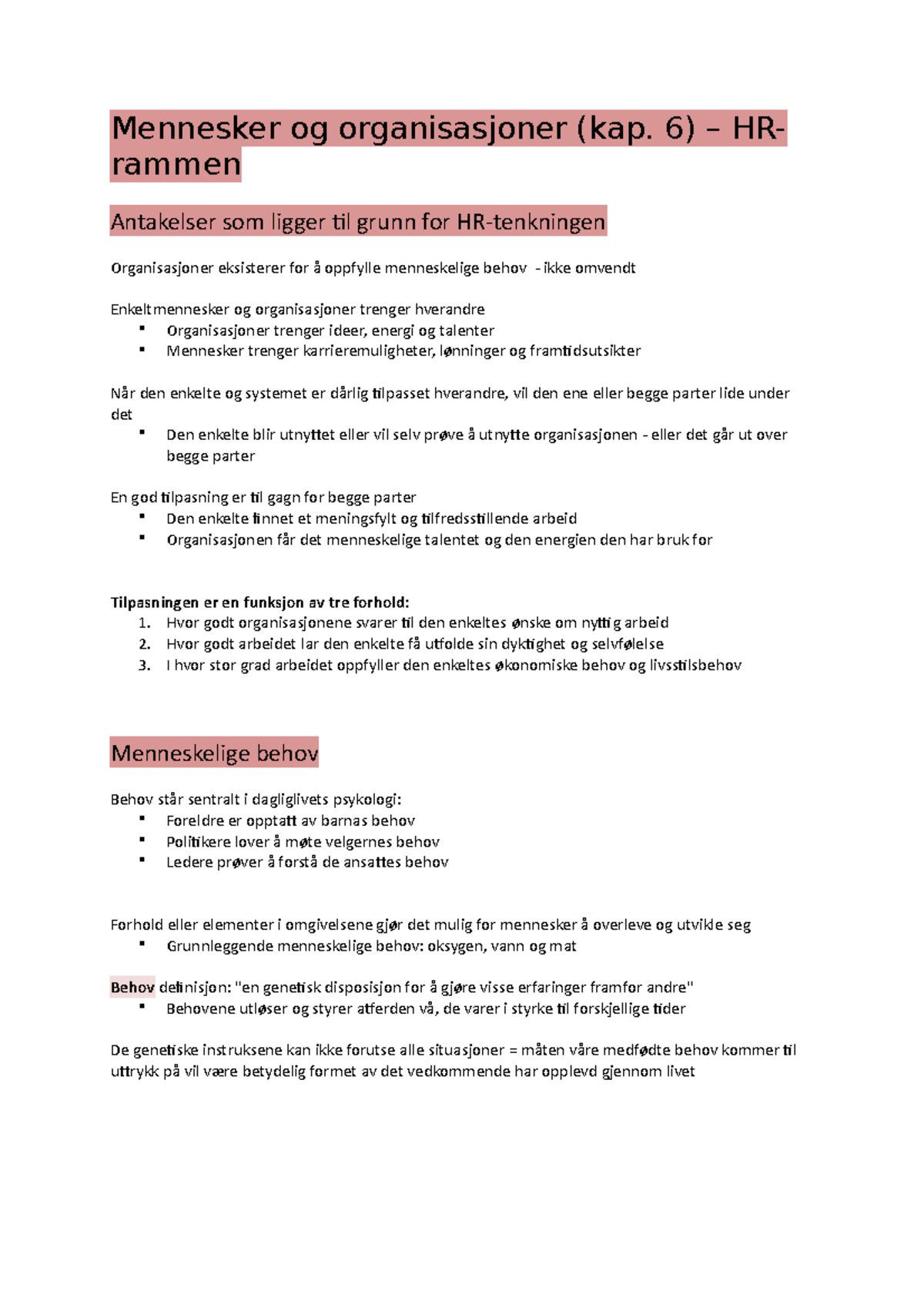 Mennesker og organisasjoner (kap. 6) - HR-rammen - Mennesker og organisasjoner (kap. 6) – HR ...
