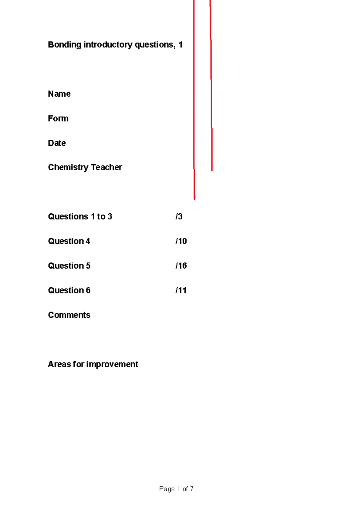Bonding 1Questions - Bonding introductory questions, 1 Name Form Date ...