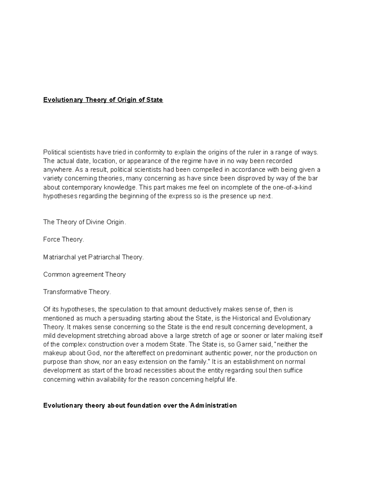 Evolutionary Theory of Origin of State - Evolutionary Theory of Origin ...