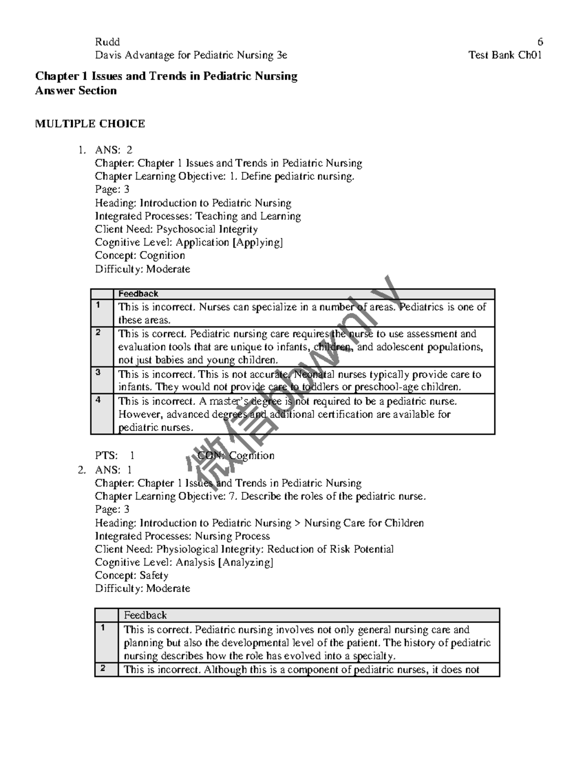 Test bank pediatric nursing critical components of nursing care 3rd ...