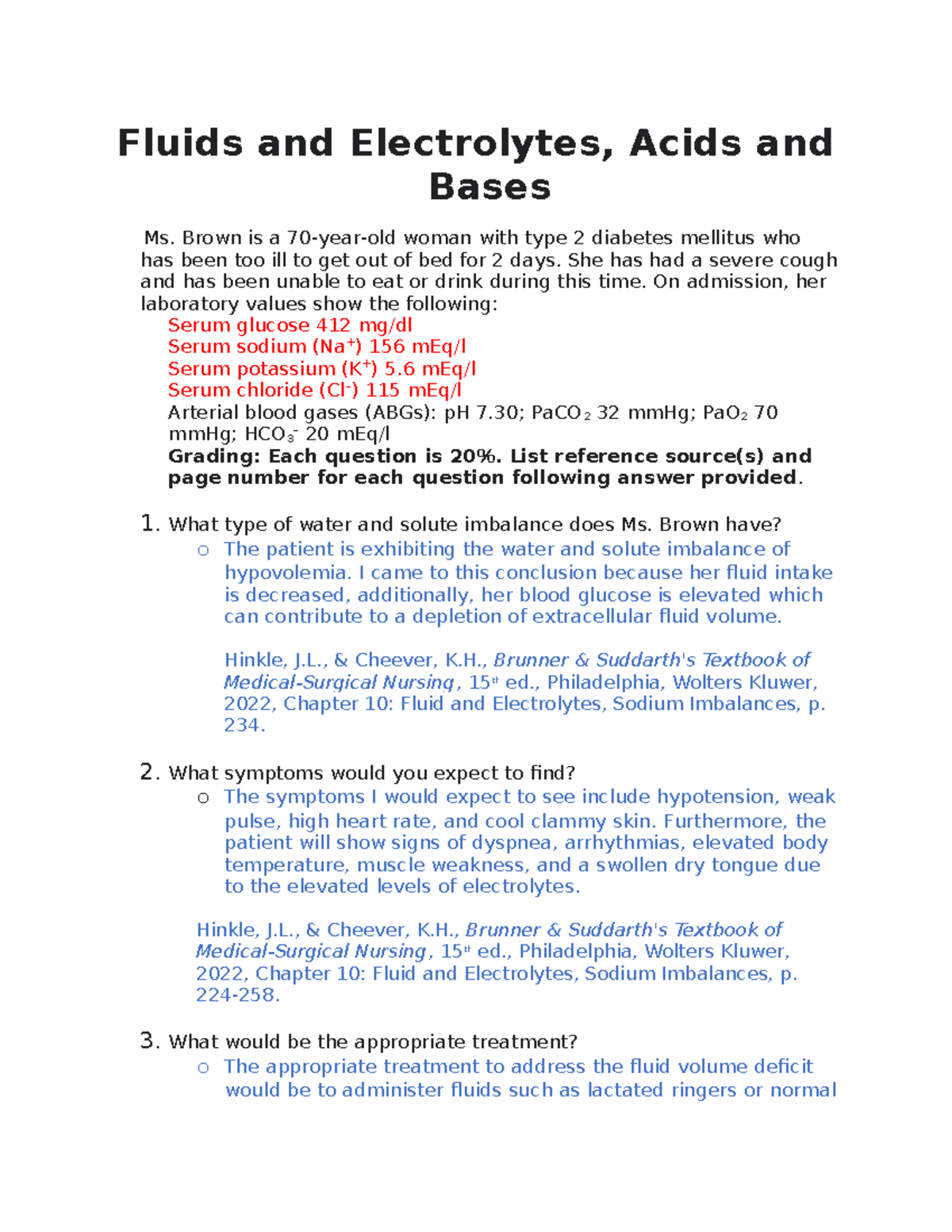 Fluids and Electrolytes CS - Fluids and Electrolytes, Acids and Bases ...