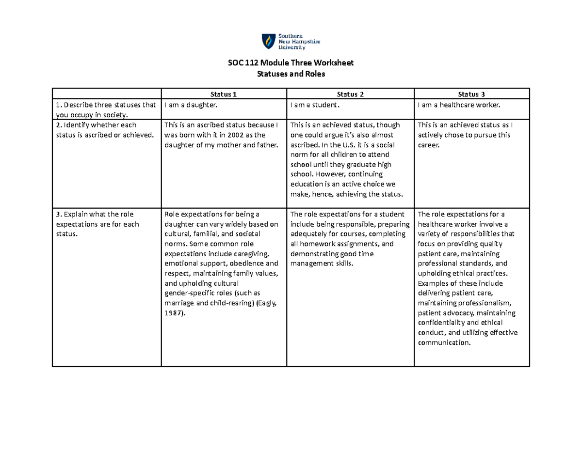 SOC 112 Module Three Worksheet - SOC 112 Module Three Worksheet ...