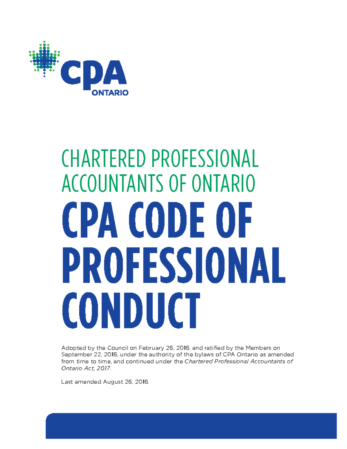 CPA Ontario Code of professional conduct - CHARTERED PROFESSIONAL ...