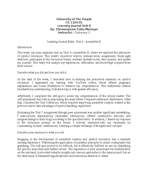 BUS1101-01 Learning Journal Unit 2 - University of The People BUS1101- Learning Journal Unit 2 ...