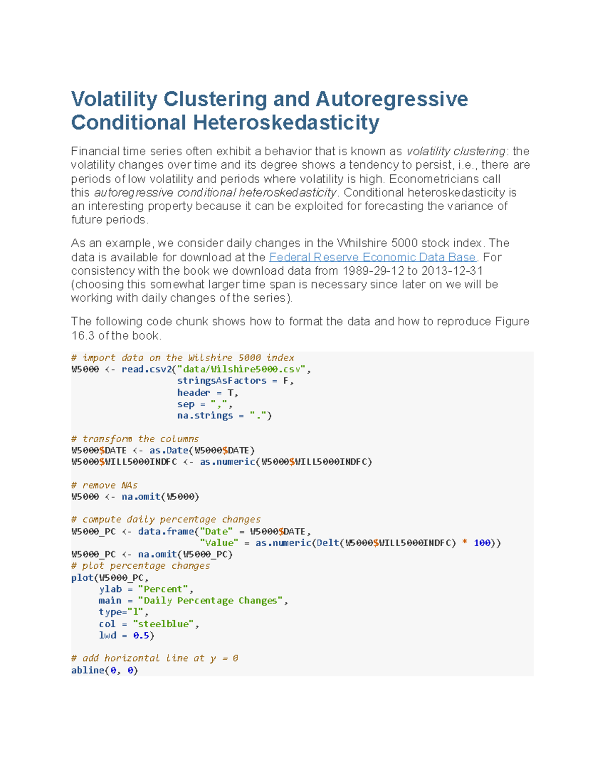 Volatility Clustering and Autoregressive Conditional Heteroskedasticity ...