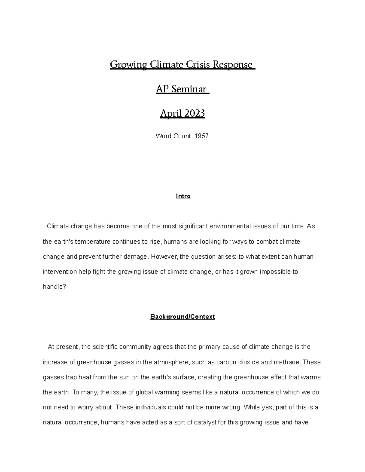 IWA - IWA for group assignments - Growing Climate Crisis Response AP ...