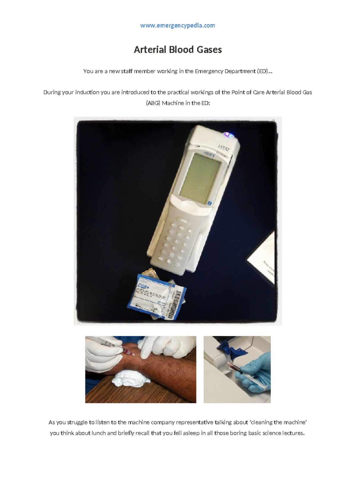 Abgs - Arterial Blood Gases You are a new staff member working in the ...