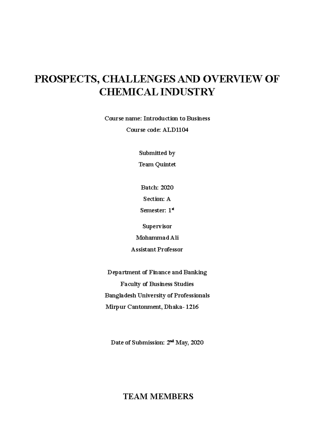 PROSPECTS, CHALLENGES AND OVERVIEW OF CHEMICAL INDUSTRY - Business ...